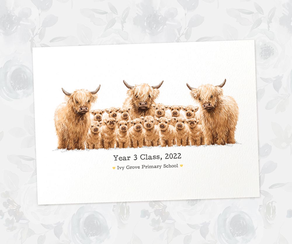 Personalised Highland Cow Print - Best Teacher End of Term Gifts ...