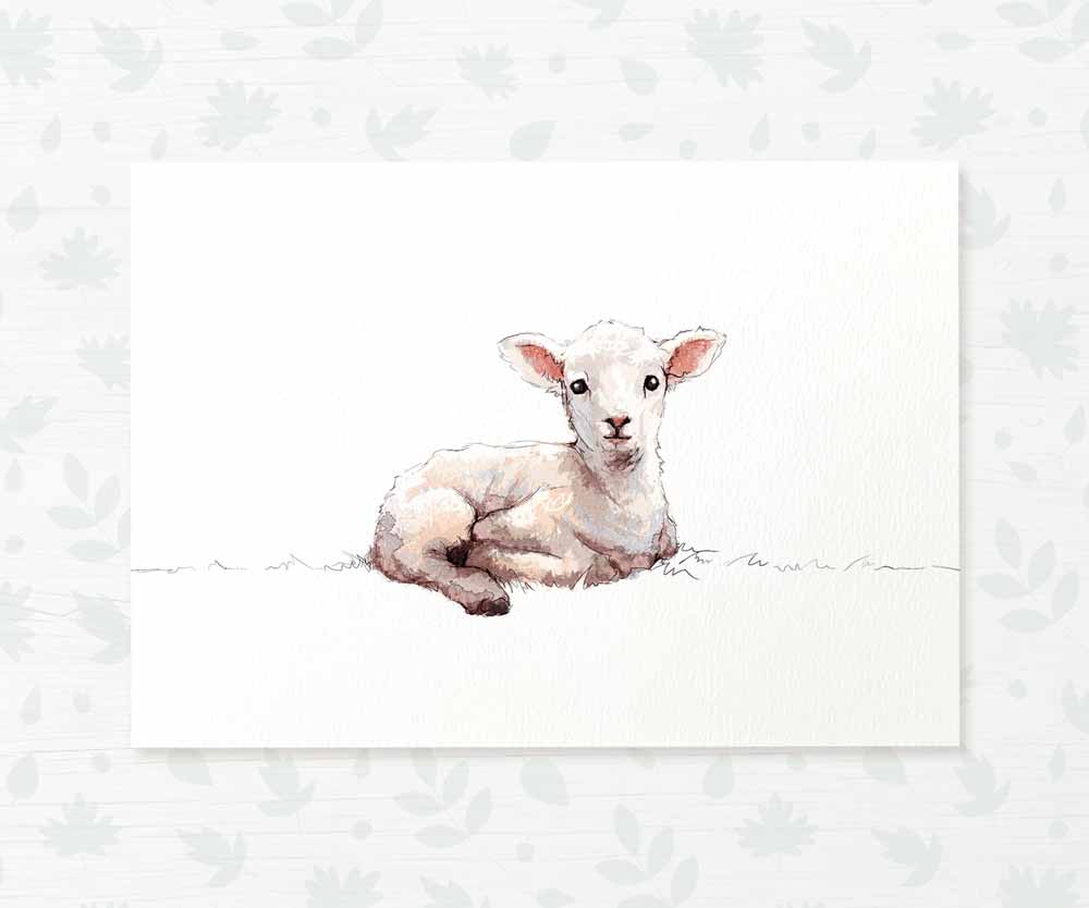 Lamb Farm Animal Nursery Print - New Baby Gifts – Pawprint Illustration