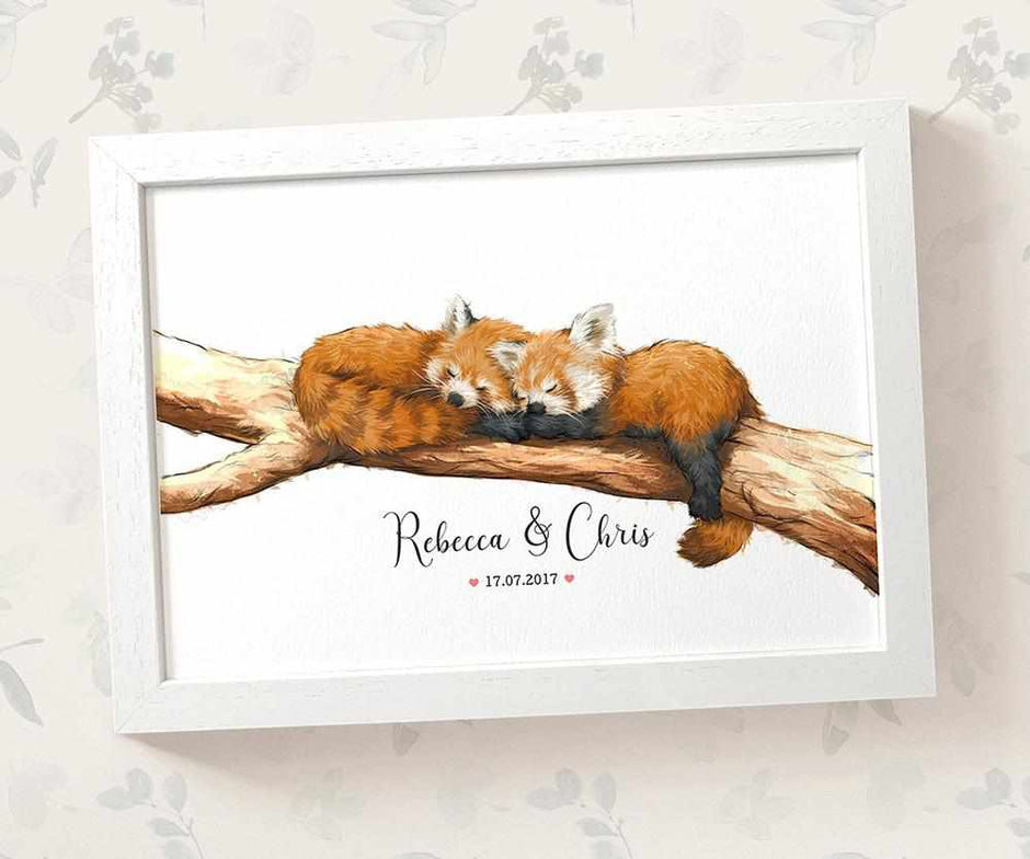 Personalised Animal Couple Prints – Custom Names & Wedding Dates ...