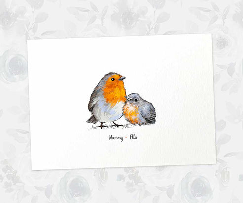 Robin Family Portrait Print - Personalised Gifts - Add Any Names ...