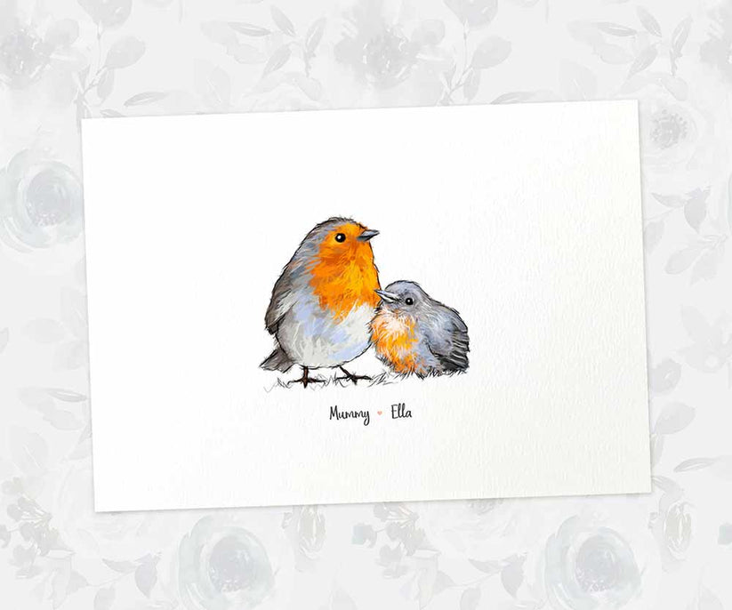 Robin Family Portrait Print - Personalised Gifts - Add Any Names ...